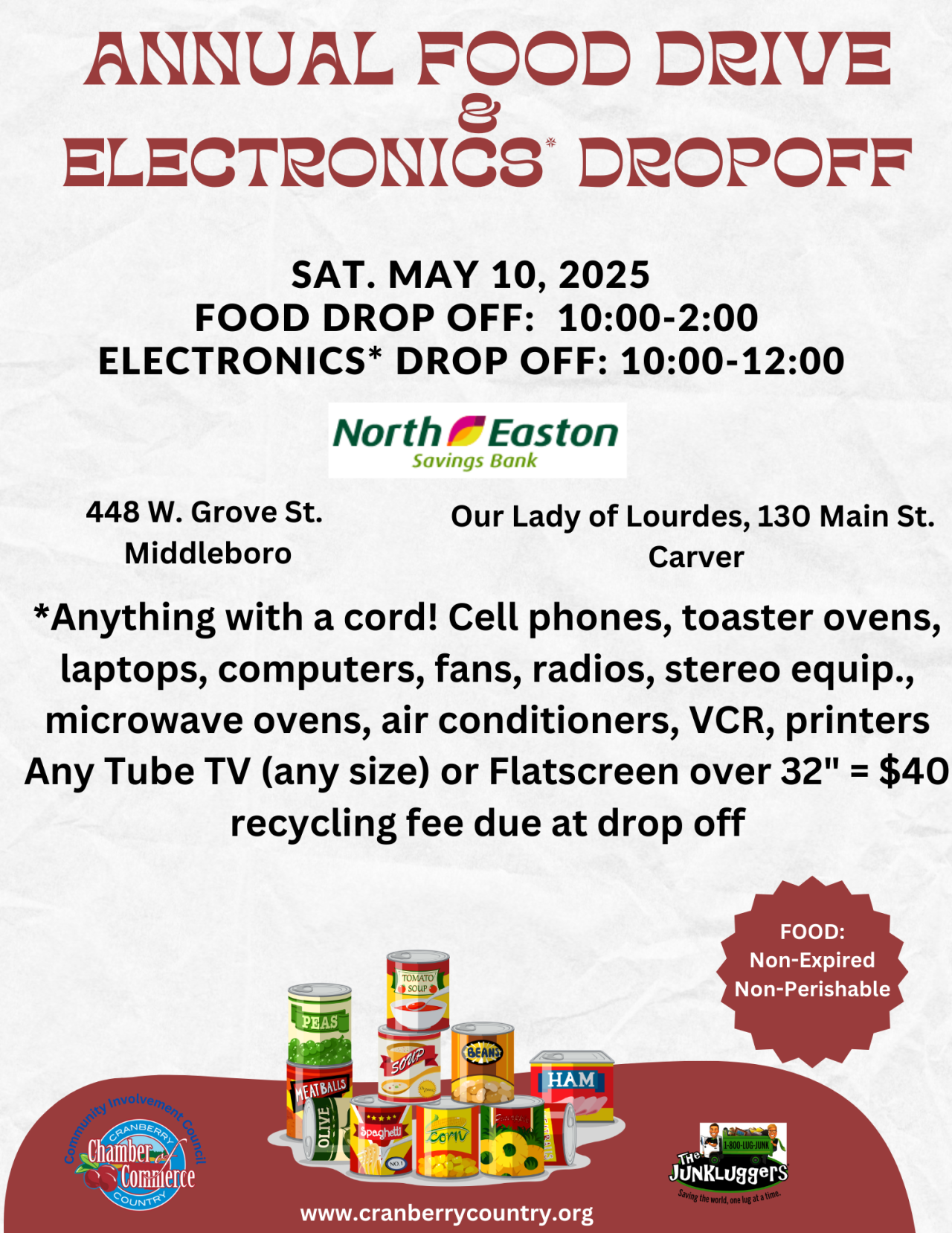 Food & Electronics Drive 2025 - Cranberry Country Chamber of Commerce